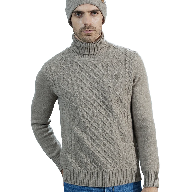 Fashion TurtleNeck Men's Knitted Sweaters Cashmere Sweater 100% Merino ...