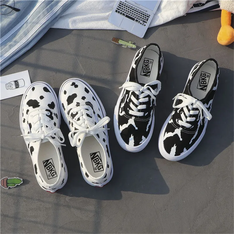 Zapatos deportivos con estampado de vaca para mujer, zapatillas de lona ...