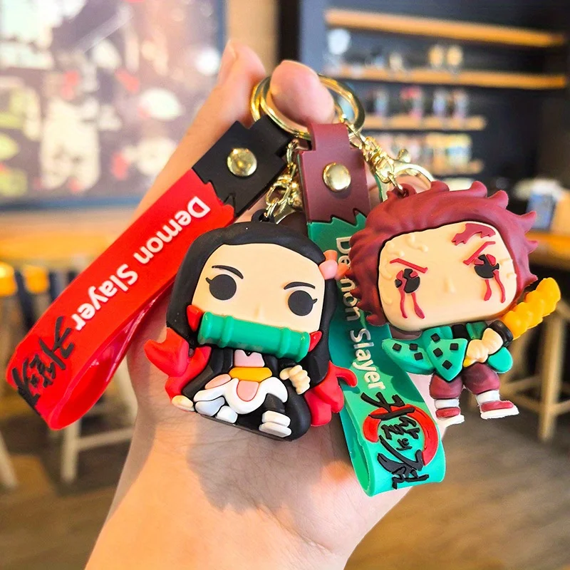 Cute Cartoon Keychain Anime Figure Key Ring Pendant for Car Bag ...