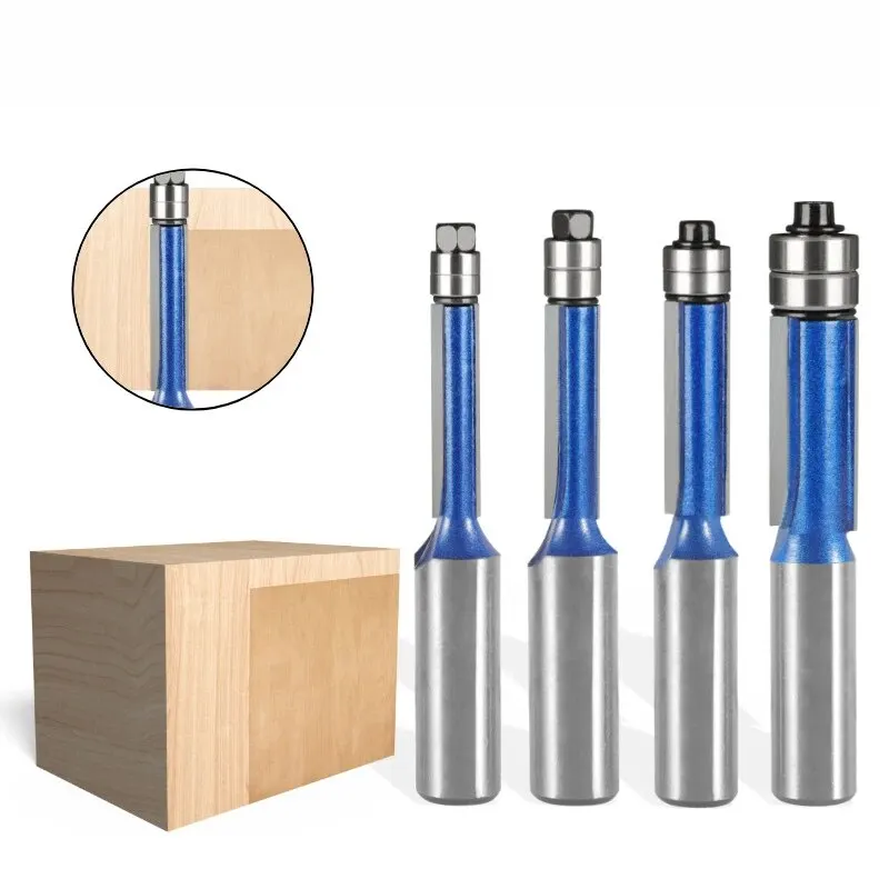 4pcs-1-2-Inch-Shank-Double-Bearing-Flush-Trim-Router-Bit-Silver-Blue ...