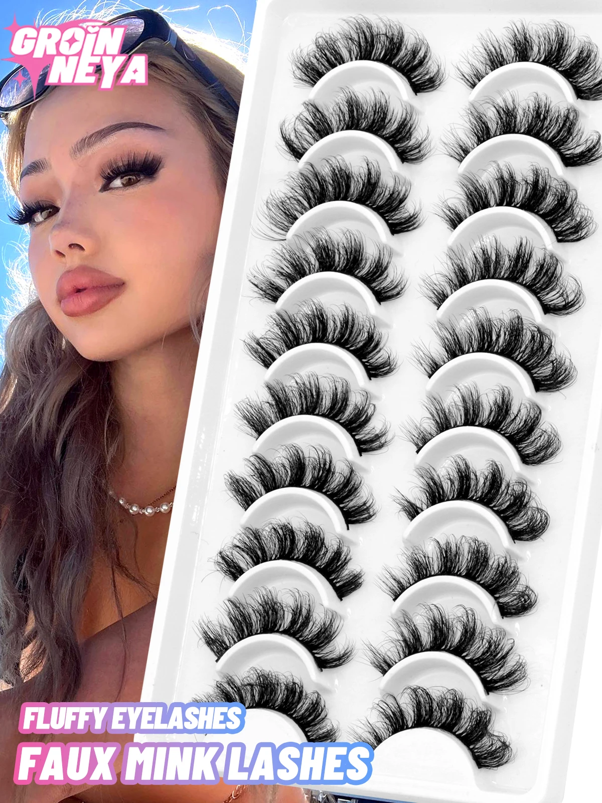 GROINNEYA-10-Pairs-Natural-False-Eyelashes-Fake-Lashes-Long-Makeup-3d ...