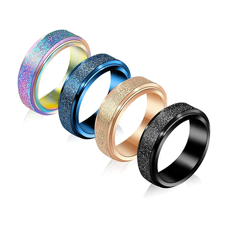 Anxiety Rings Toys For Kid Adult Stress Relief Stainless Steel Spinner ...