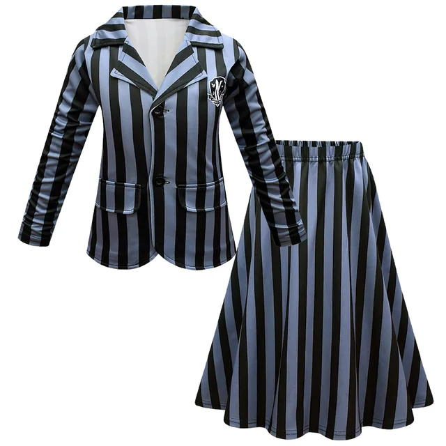 Wednesday Addams Family Girls Cosplay Costume Top Skirt Nevermore ...