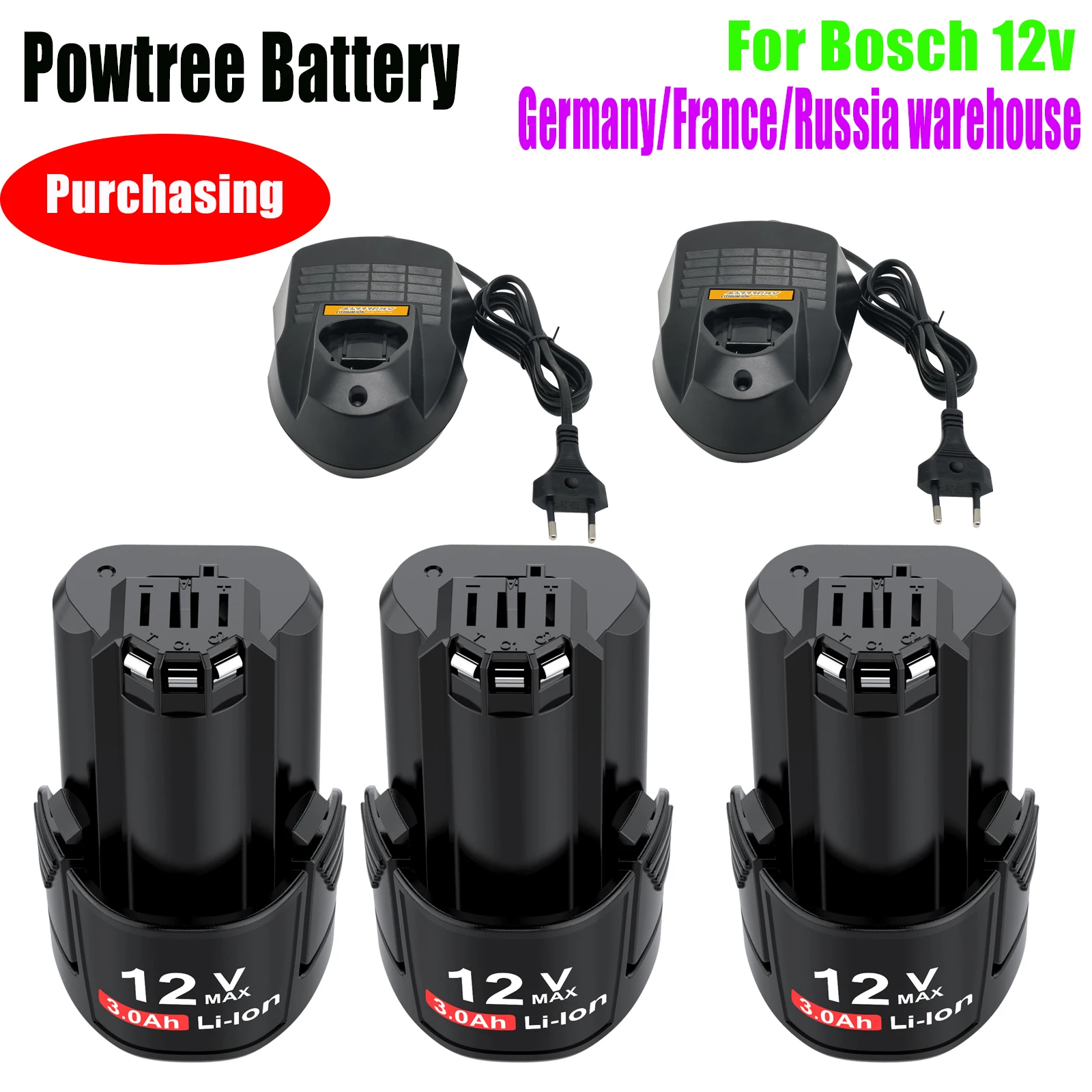 12V/10.8V 3000mAh for Bosch BAT411 Battery Lithium-Ion recharged ...