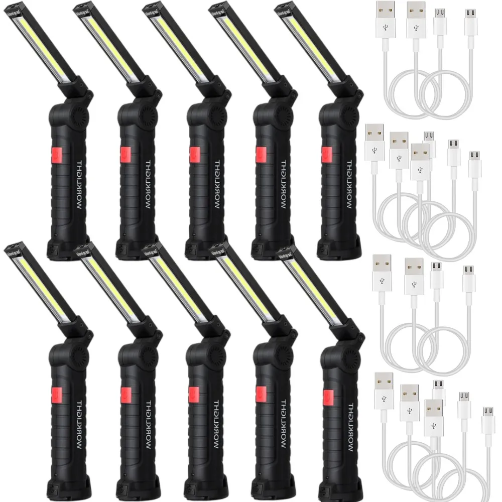 New-COB-LED-Flashlight-Magnetic-Work-Light-USB-Rechargeable-Torch-Hook ...