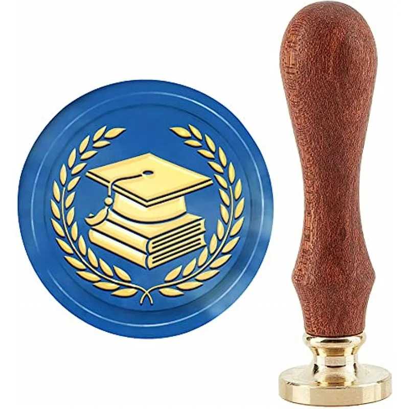 Graduation Cap Wax Seal Stamp Wheat Sealing Wax Stamps Books 30mm Retro ...