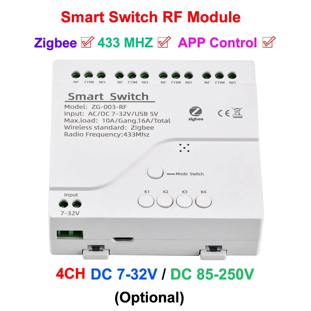 ZigBee-Intelligent-Switch-RF-Module-4-Channel-DC7-32V-AC85-250V-Jog ...