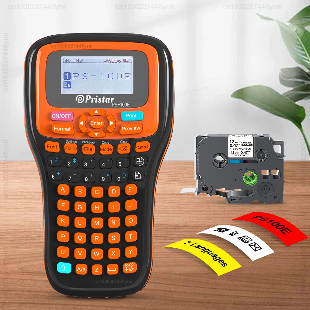 7-Languages-Label-Maker-PS100E-Portable-Auto-Cutting-Label-Printer ...