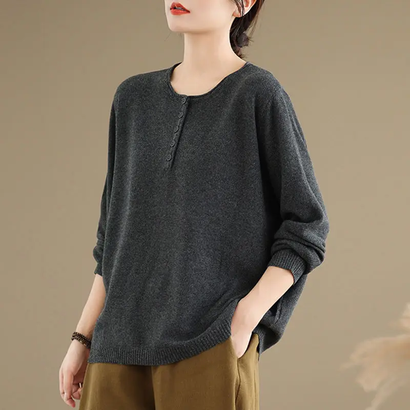 200 Pounds Wearable Round Neck Sweater Women's Loose Large Size Fashion ...