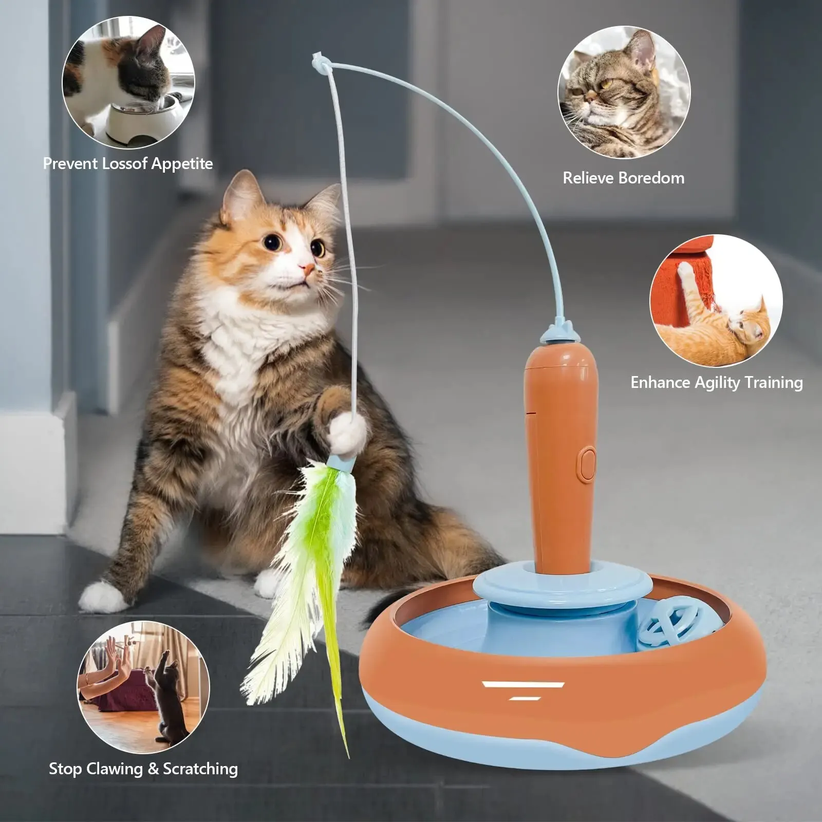 Interactive-Cat-Toy-for-Indoor-Cats-Automatic-Pet-Feather-Exercise-Toys ...