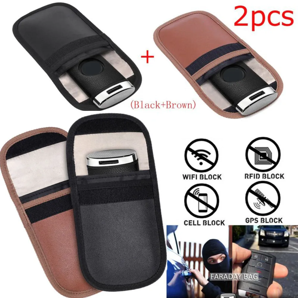 2Pcs-Double-Layer-Car-Key-Pouch-Case-Bag-Automobiles-Anti-Theft-Signal ...