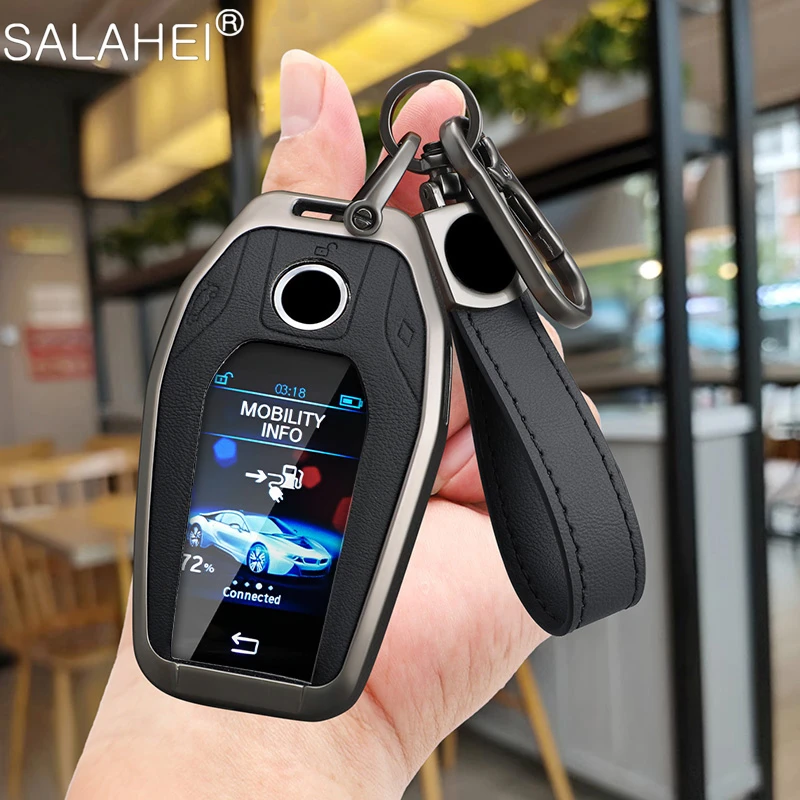 Leather Car Display LED Key Case Fob Cover Shell Accessories For BMW 3 ...