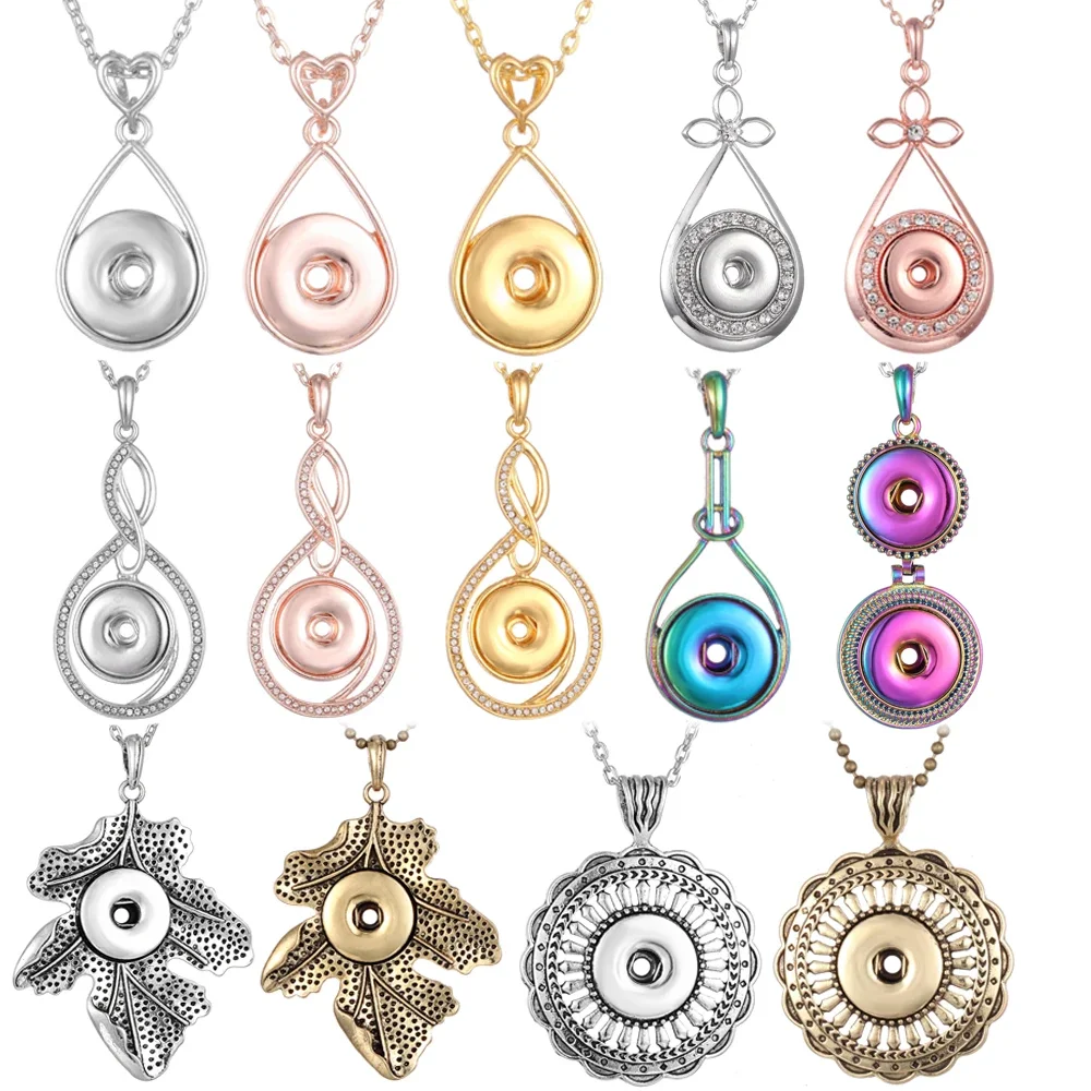 2023-New-18mm-Snap-Button-Necklace-Colorful-Silver-Gold-Color ...