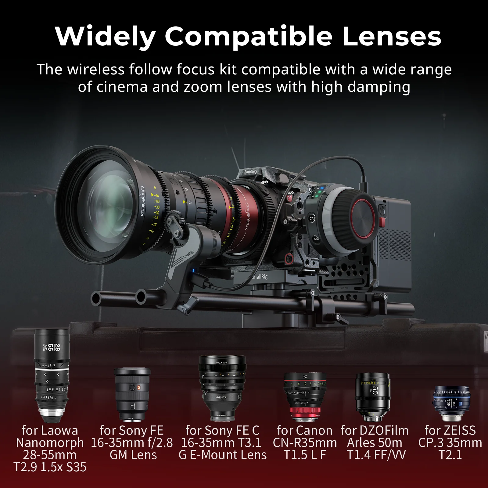 SmallRig 4296 Wireless Follow Focus Kit Lite Zoom Lens Precision Low ...