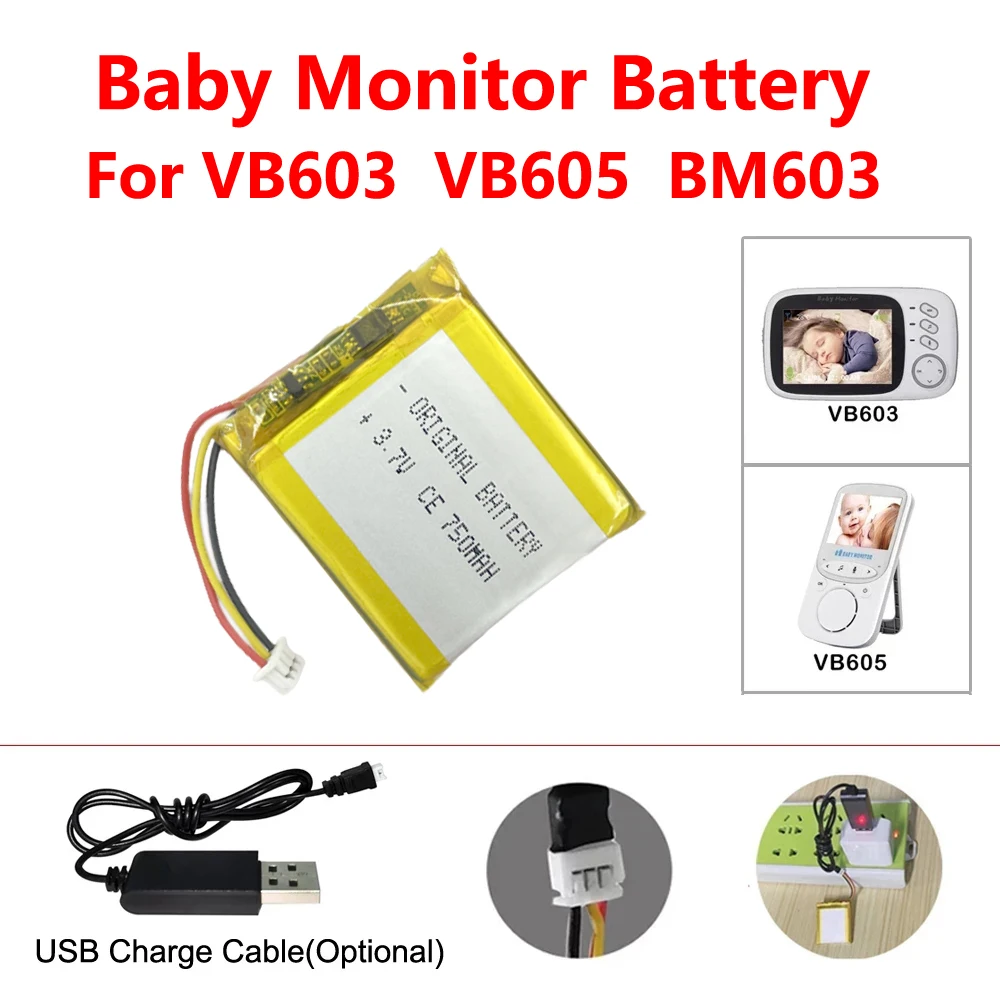 VB603 Baby Monitor Battery VB605 VB603 Battery ,3.7V 750mAh Replacement ...