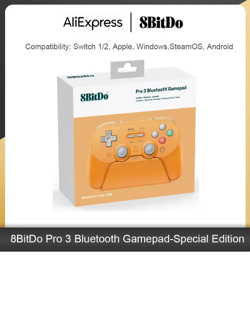 8BitDo - Pro 3 Bluetooth Controller for Switch 1/2 Windows, Apple, with ...