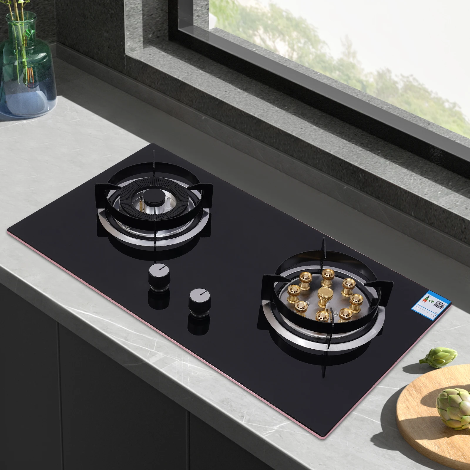 High-Efficiency Built-in Gas Stove with Dual Burners, 4.2KW & 5.2KW ...