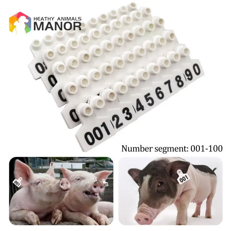 100Pcs Cow Ear Tags Animal Ear Tag Cards 001-100 Pig Goat Ear Tag 3 ...