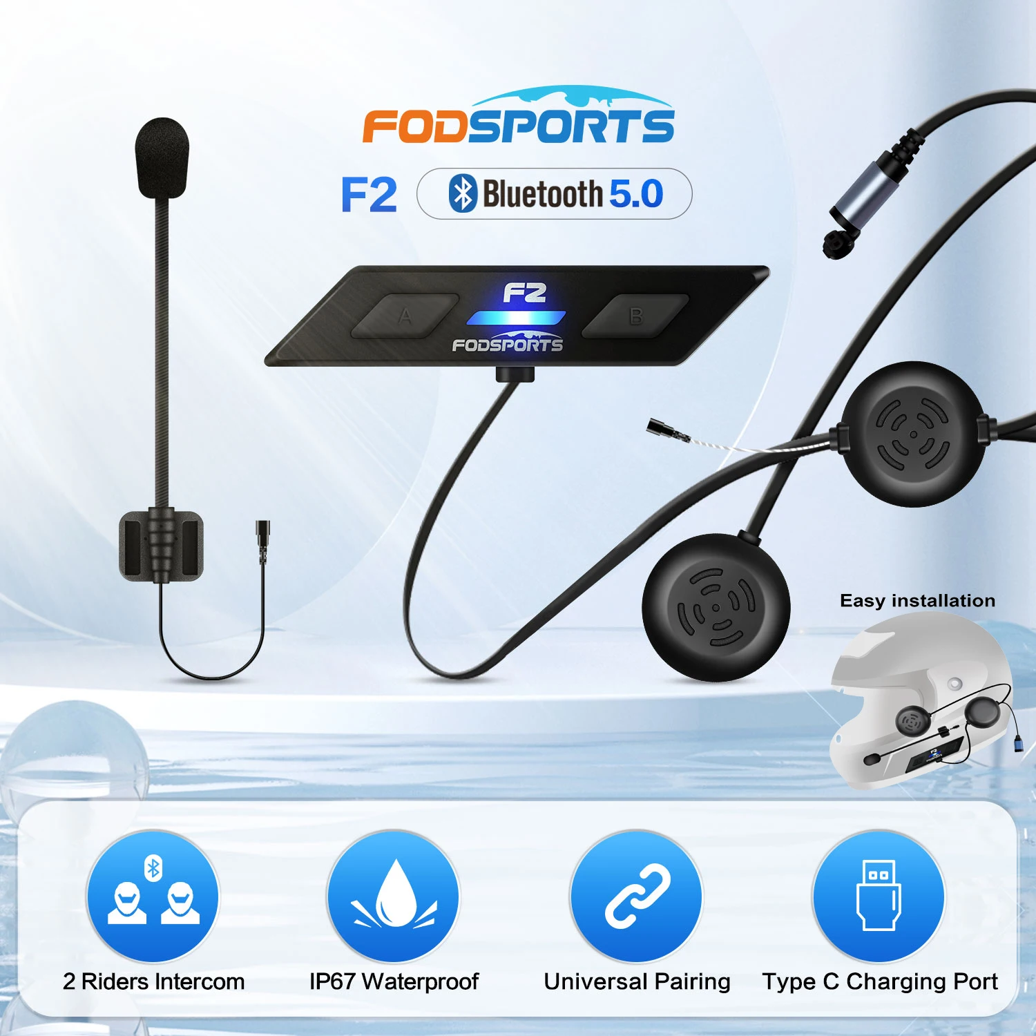 Fodsports-F2-2Riders-1000m-Interkom-Motocyklowy-Bluetooth5-0-Intercom ...