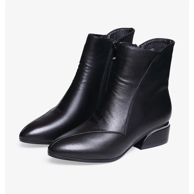 Botas-cortas-peque-as-de-cuero-suave-para-mujer-medio-y-grueso-Botines ...