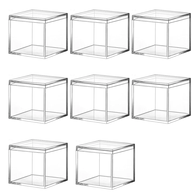 8-Pieces-Of-Transparent-Acrylic-Plastic-Square-Square-Jewelry-Box-Mini ...