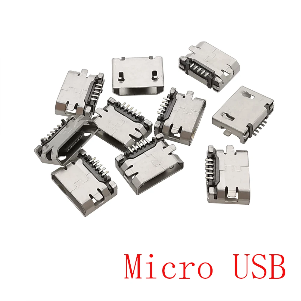 10Pcs 5Pin Micro USB Type B Female SMD Soldering Port Jack Tail Socket ...