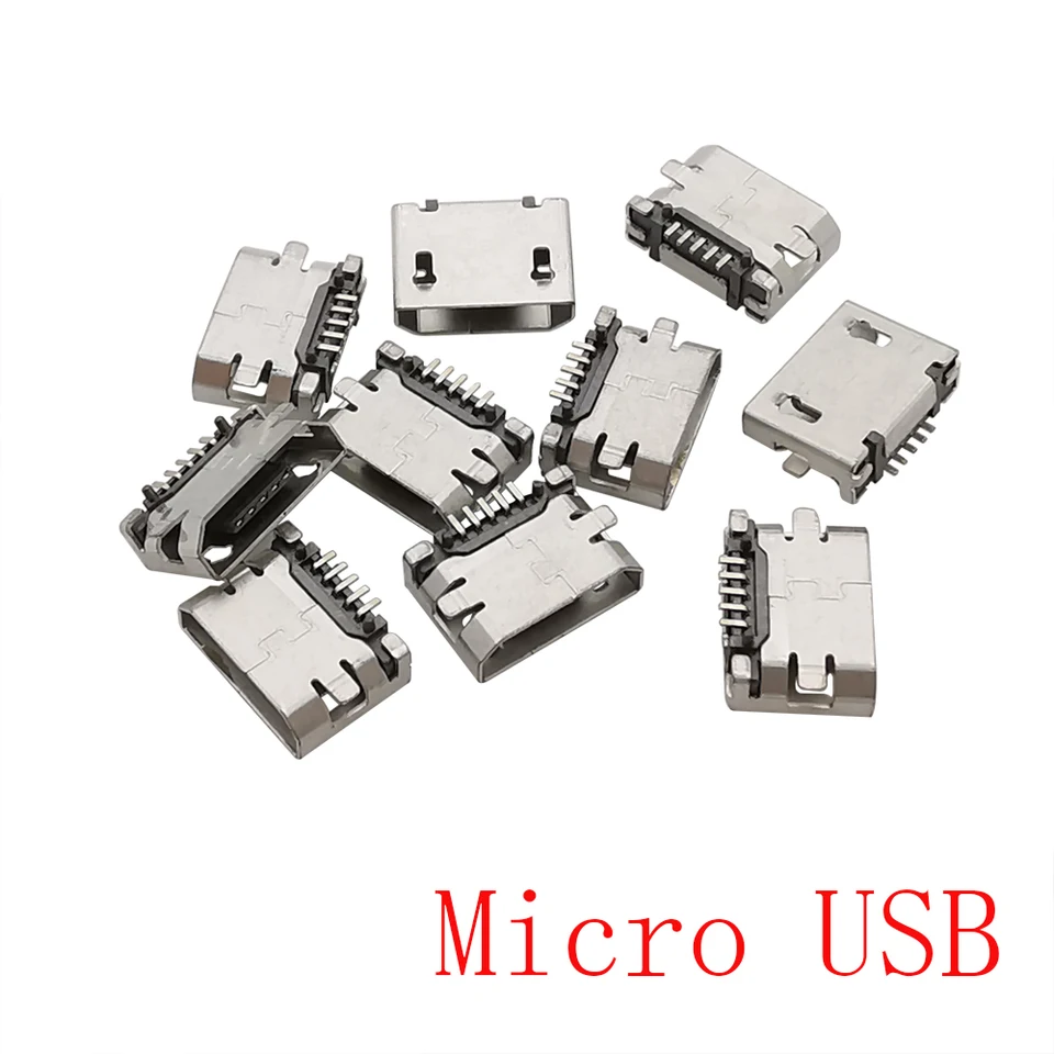USB Connector Adapters 100-Piece Micro USB Type B Female Socket ...