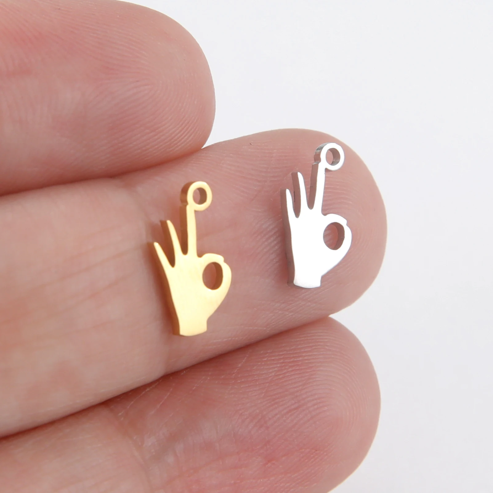 EUEAVAN-5pcs-Stainless-Steel-Charms-for-Jewelry-Making-Hand-Gesture-OK ...