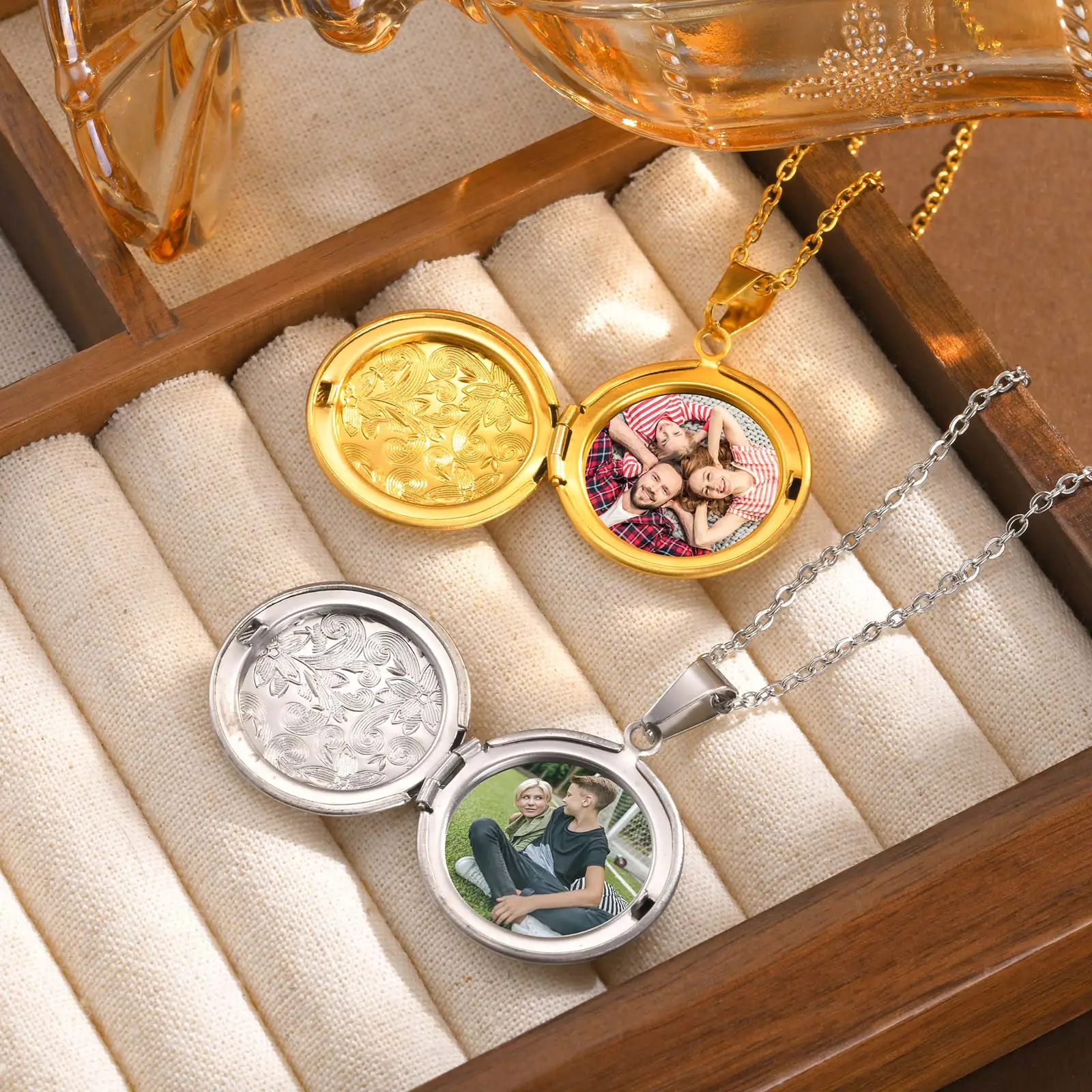 Free Photo Custom Necklace Stainless Steel Flower Openable Photo Frame ...
