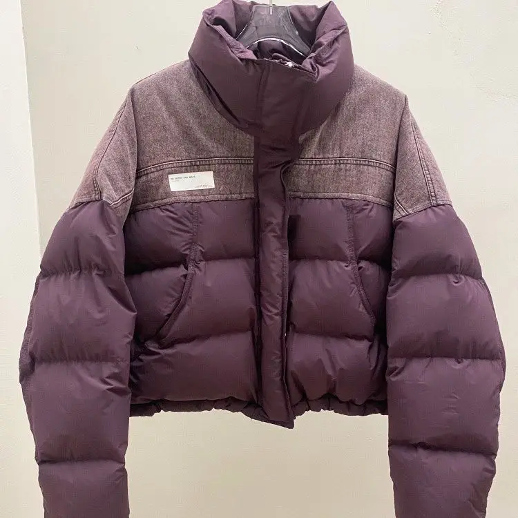 Winter New Women's Down Jacket Commuter Loose Cowboy Splicing Short ...