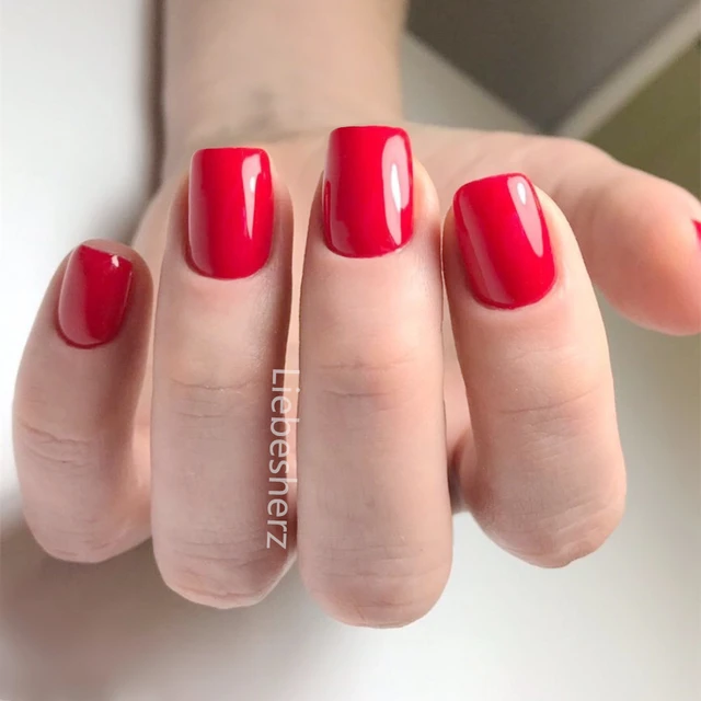 Red Square Acrylic Nails