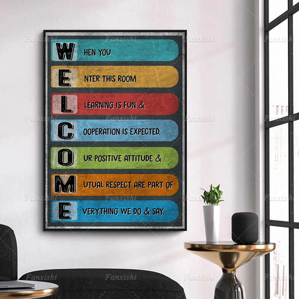Welcome-Classroom-Print-Wall-Art-Decor-Welcome-Back-To-School-Classroom ...
