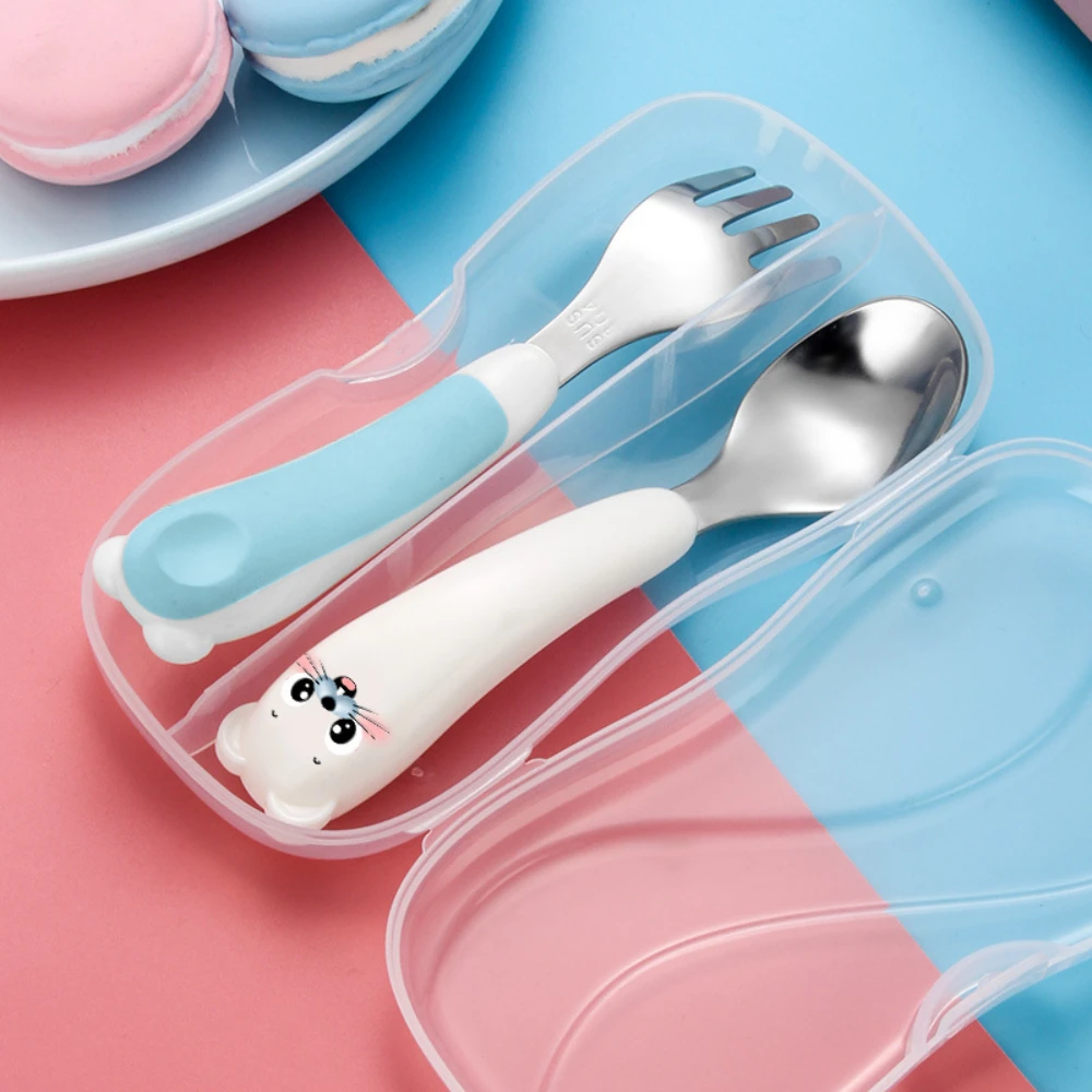COUVERTS BEBE,Blue Mouse Spoon--Gadgets de table pour bébé, ensemble ...