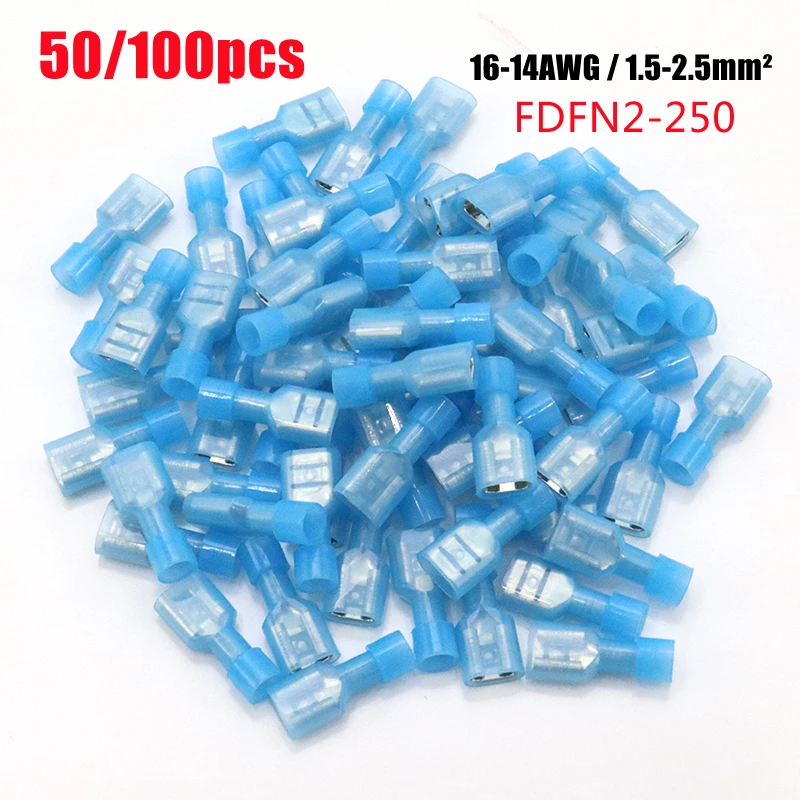 10/100pcs Nylon Female Cable Wire Connector FDFN2 250 FDFN2.5 250 Brass ...