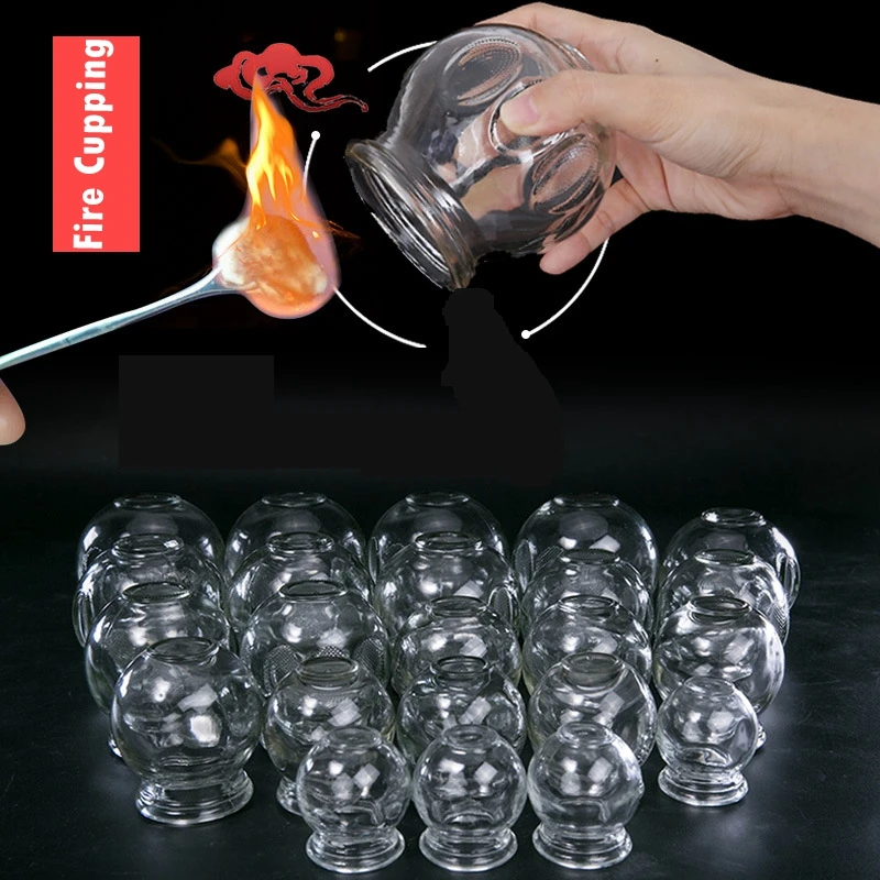 12Pcs Glass Cupping Therapy Set Fire Cup Vacuum Cupping Physiotherapy ...
