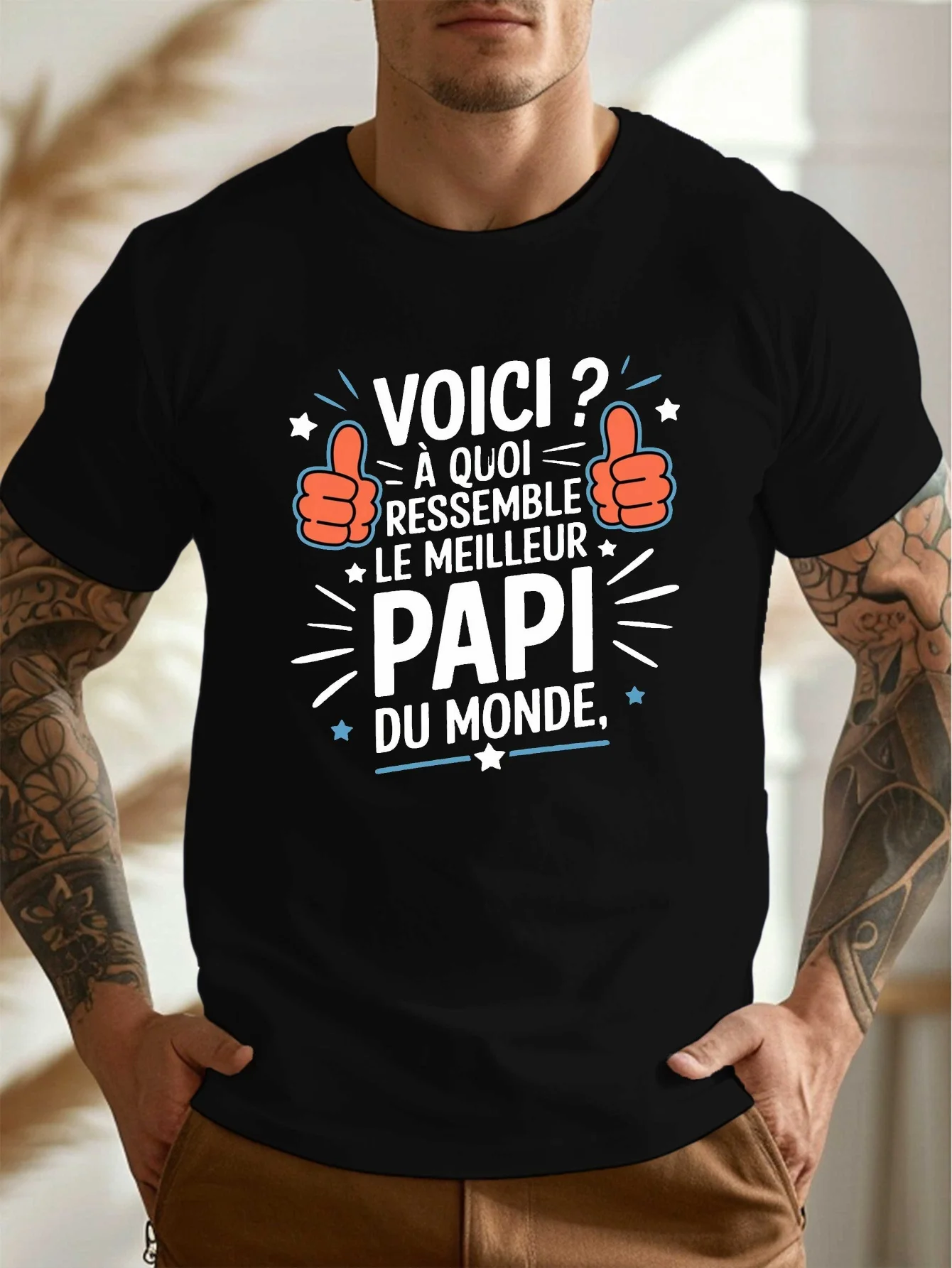 French Quote Grandpa Tribute T-Shirt Print Men Black T-Shirt cotton O ...