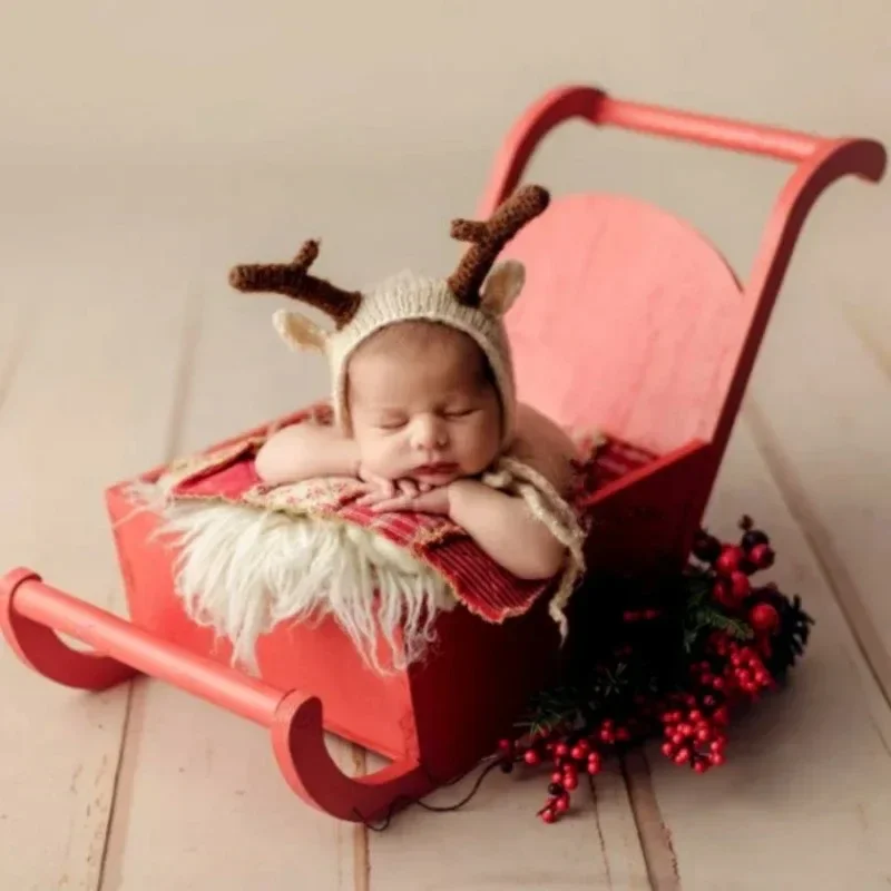 Newborn-Photography-Furnitures-Christmas-Theme-Red-Sleigh-Cart ...