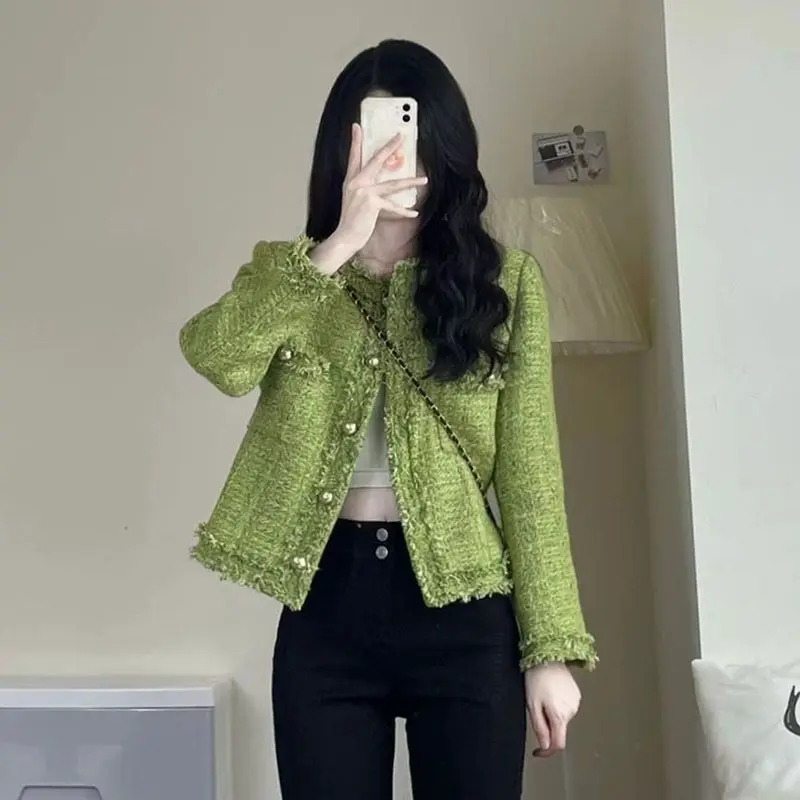 New-Autumn-Winter-Korean-Large-Size-Short-Tweed-Coat-Women-Long-Sleeve ...