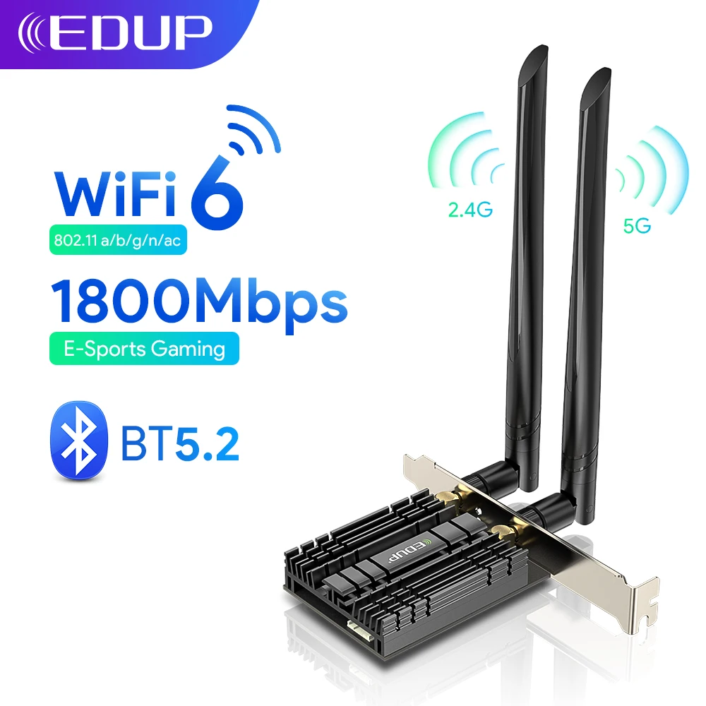 Edup Wifi6 Pcie Network Card 1800mbps Wifi Adapter 2.4ghz 5ghz Bluetooth 5.2 Pcie Wireless ...