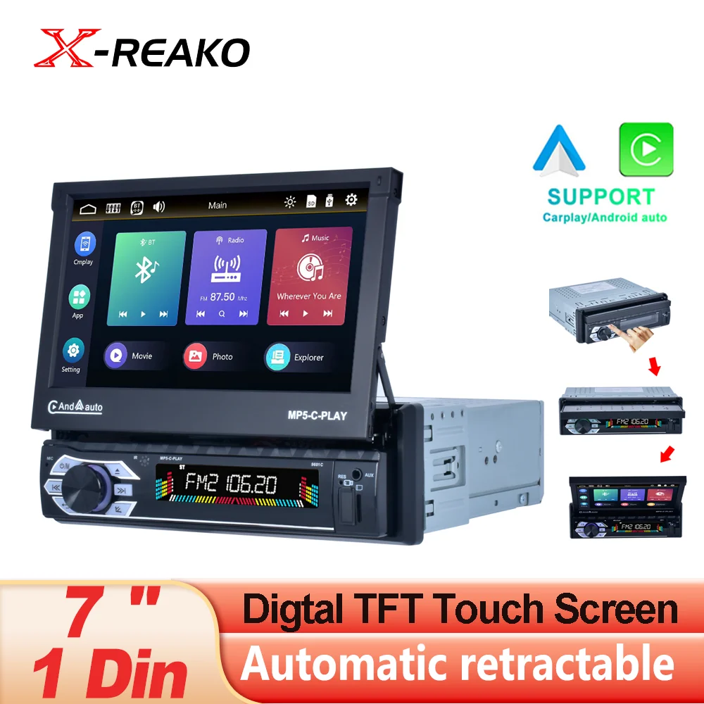 X-REAKO 1 Din Retractable FM Radio 7 " Car Multimedia Universele High ...