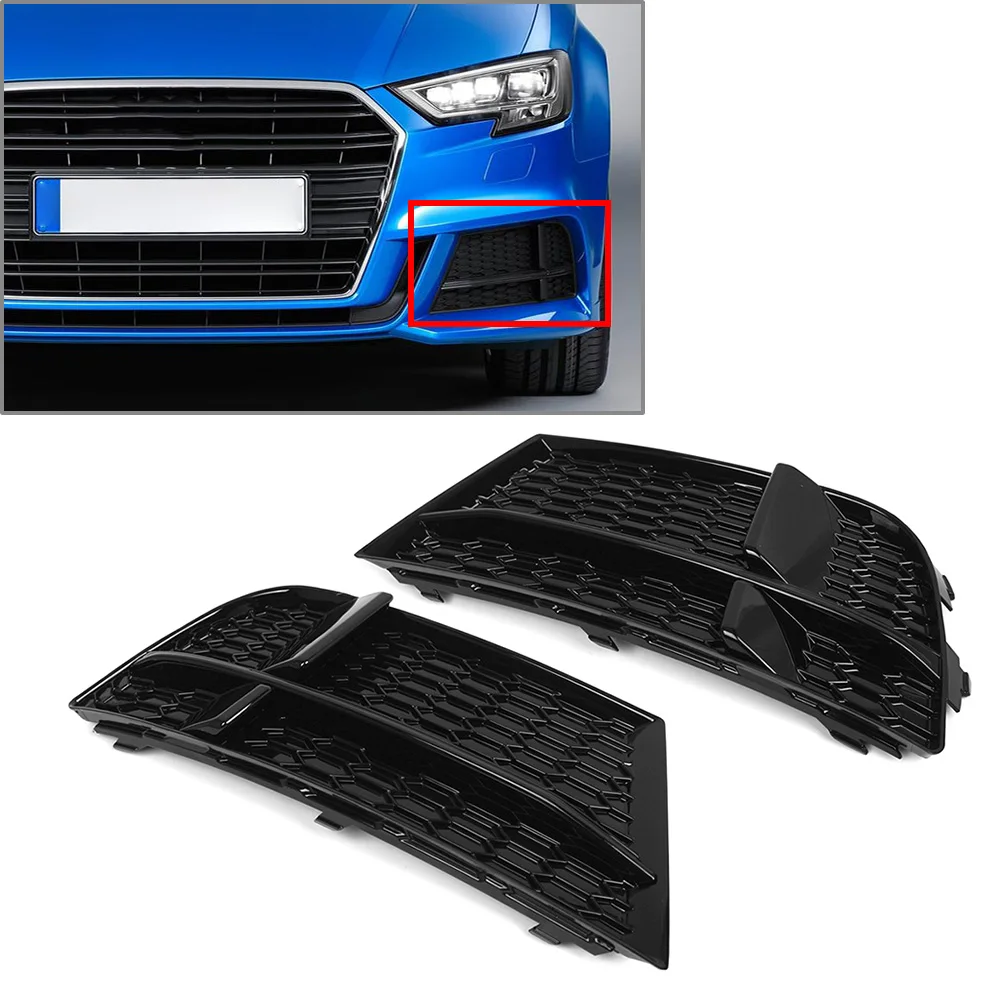 Car Closed Mesh Honeycomb Front Bumper Fog Light Grille For Audi A3 S ...