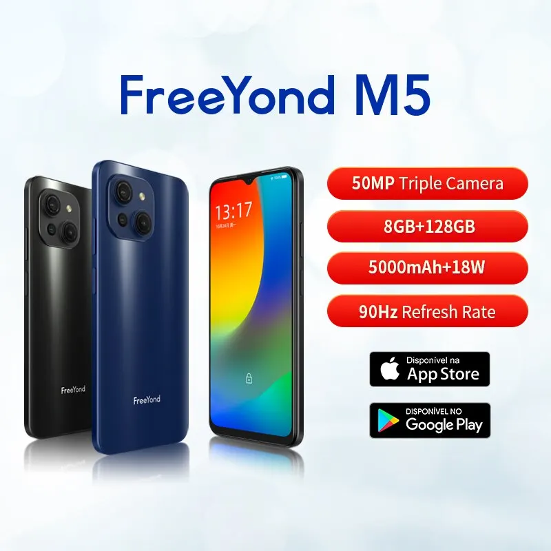 FreeYond M5 8GB 128GB Cellphones 50MP AI Triple Camera 6.52″ 90Hz IPS ...