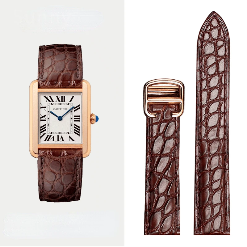 Genuine-Leather-Watch-Strap-for-Cartier-Tank-Blue-Balloon-London ...