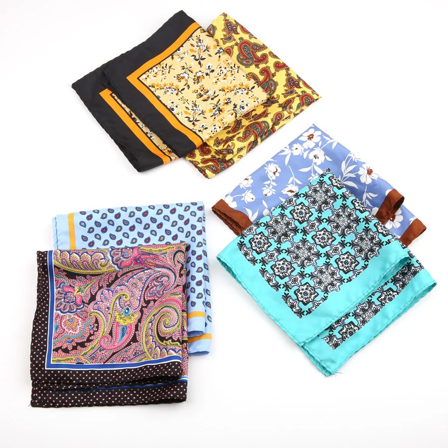 28CM Vintage Floral Handkerchief Men Suit Formal Pocket Square Silk ...