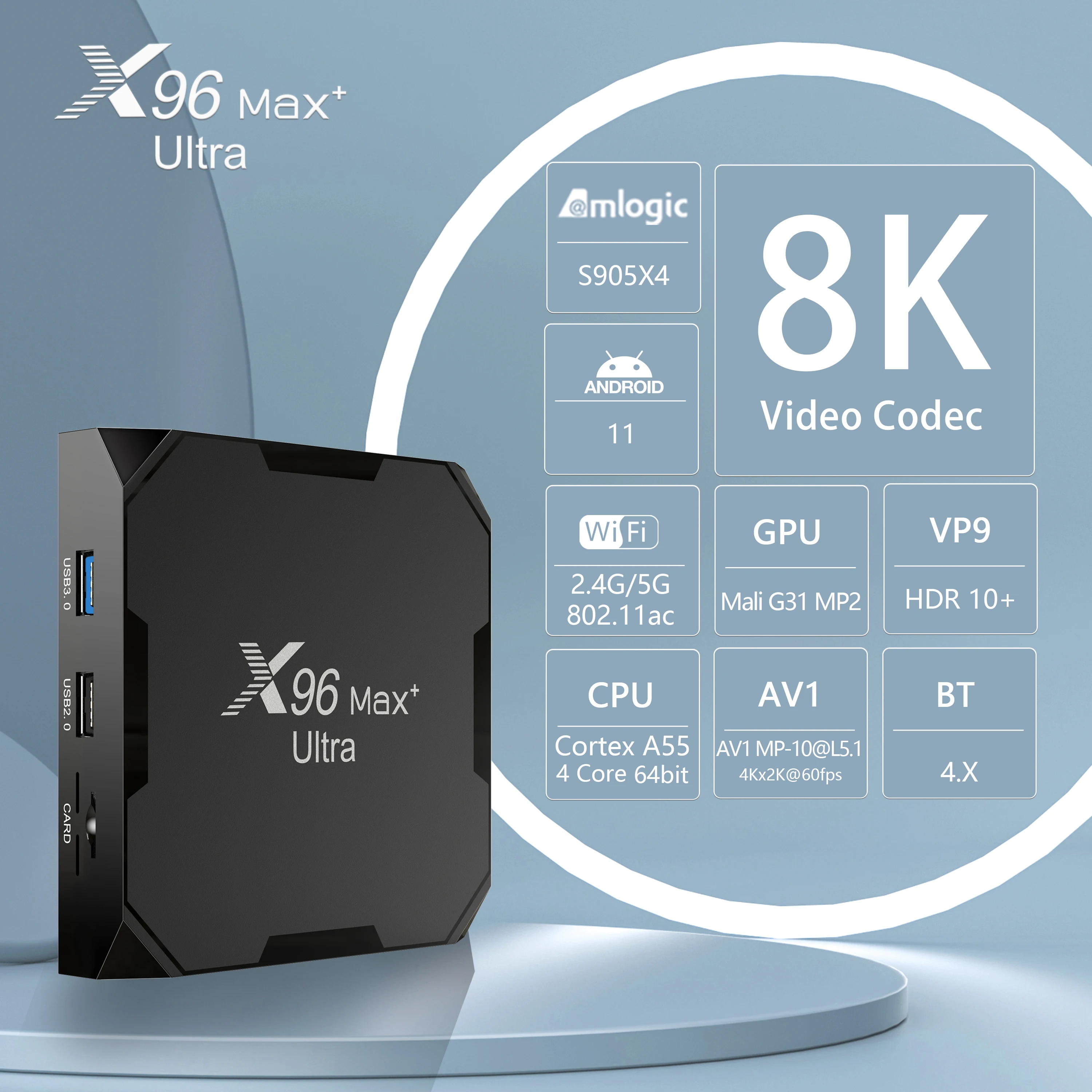 X96 Max Plus Ultra Smart TV Box,Android 11,Amlogic S905tage,4 Go,64 Go ...