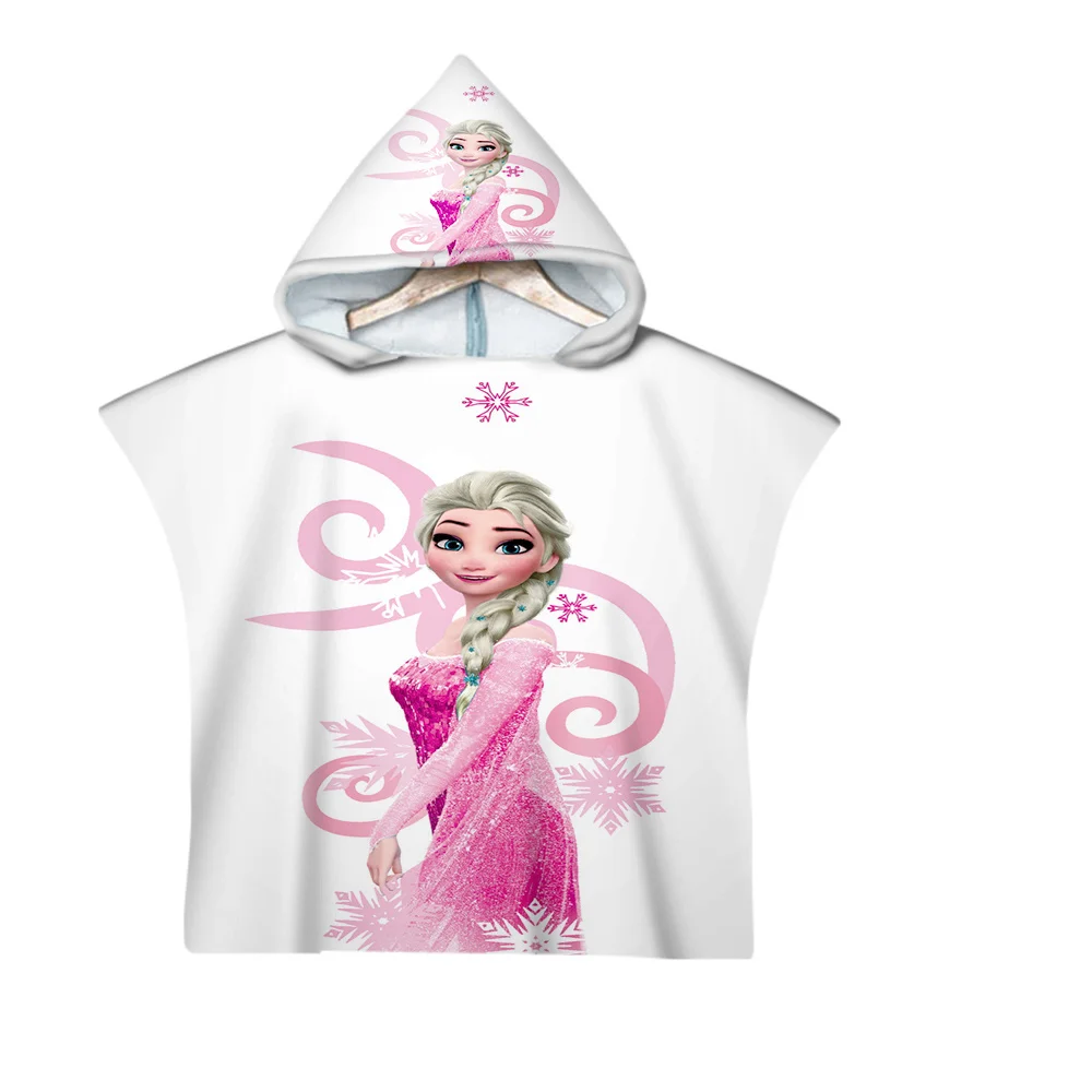 Cute Frozen Elsa Anna Baby Hooded Beach Bath Towel Princess Beach Pool ...