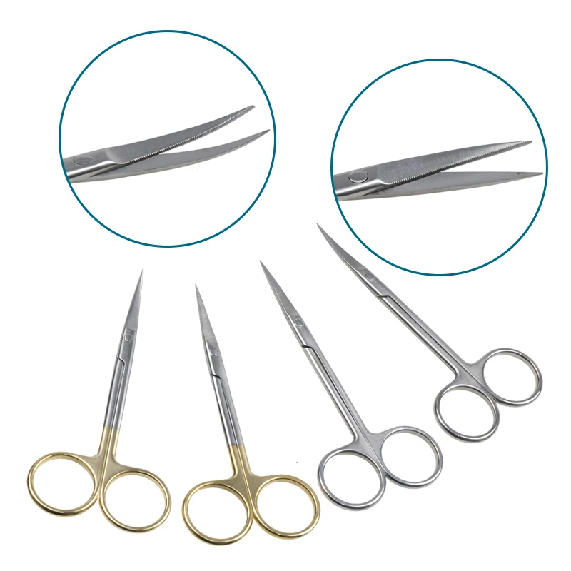 Curved-Straight-Head-Serrated-Scissors-Eye-Surgical-Tool-Ophthalmic ...