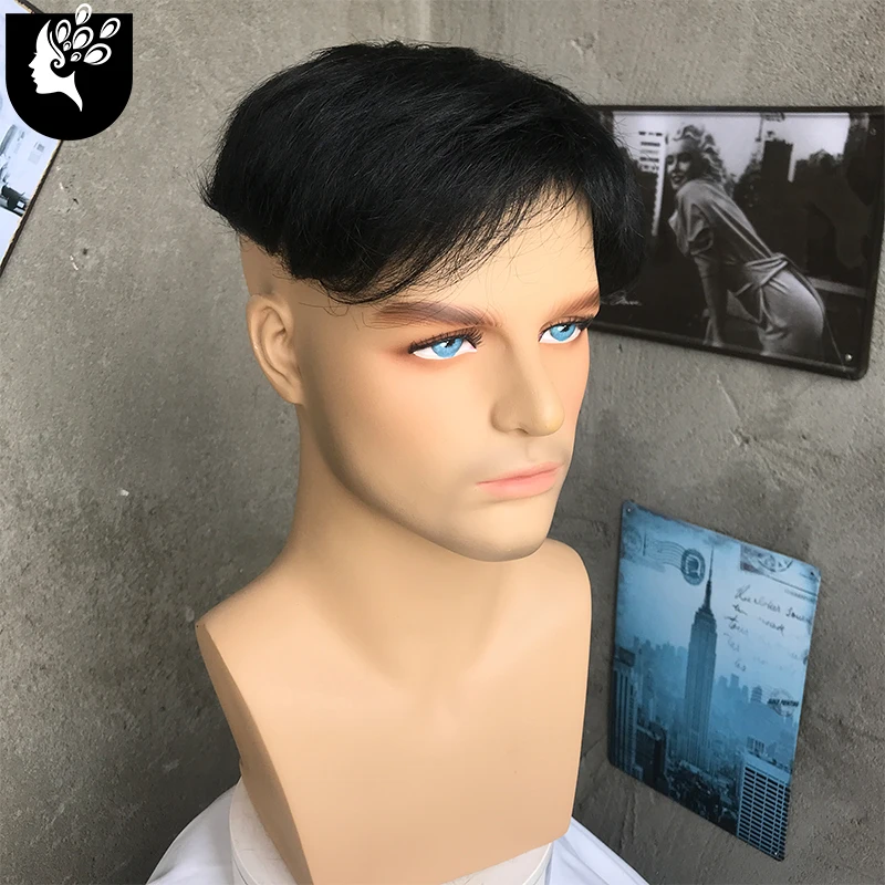 Accessoires coiffure,Perruque synthétique noire naturelle pour homme ...