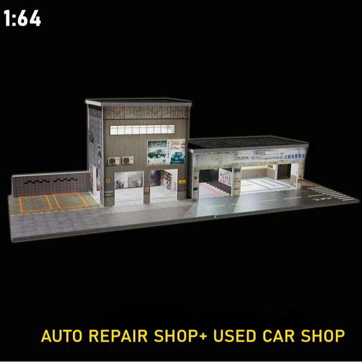 Diorama 1/64 Repair WorkShop Buildings Model Car Tuning Shop Model with ...