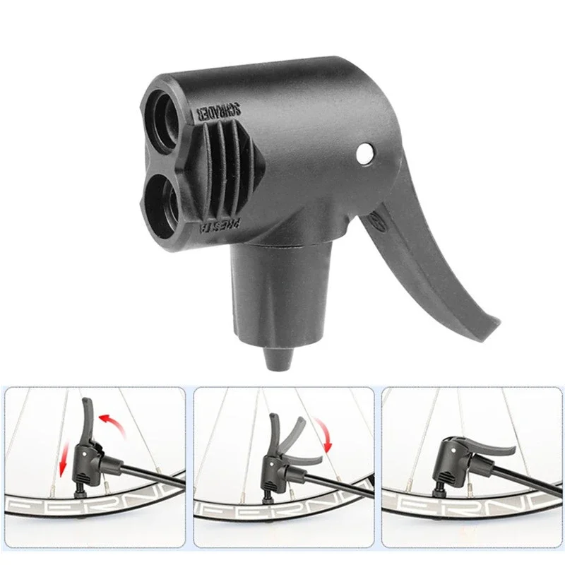 Bicycle-Hand-Floor-Pump-Air-Nozzle-Adapter-Plastic-Schrader-Presta-Dual ...